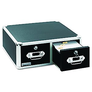 Vaultz Locking 4 x 6 Index Card Cabinet, Double Drawer, Black (VZ01395)