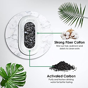 16 Pcs Cat Water Fountain Filters, Replacement Filters for 3.2L/108oz Stainless Steel Pet Fountain Carbon Filters for Automatic Dog Water Dispenser 8pcs Carbon Filters + 8pcs Sponges