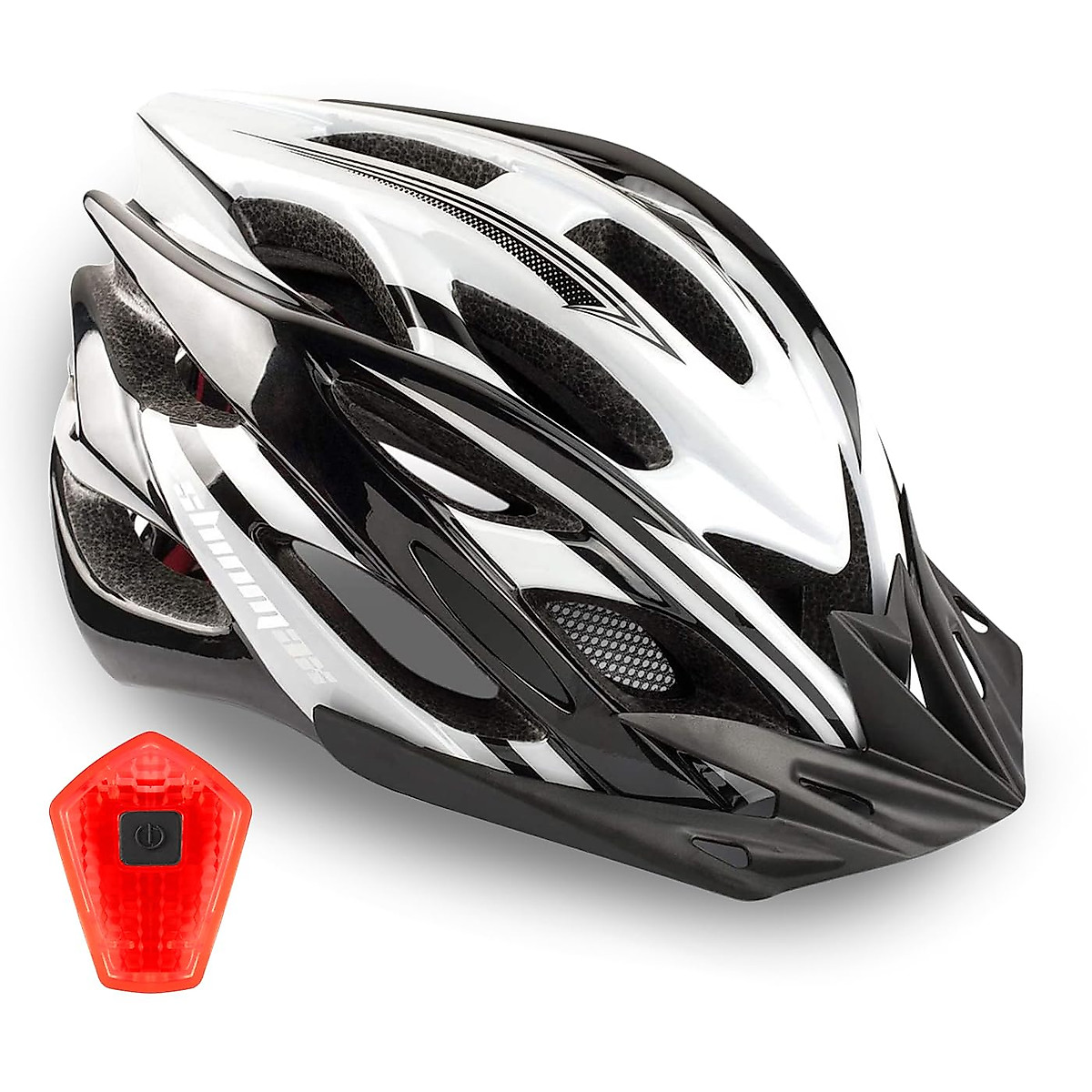 Bike Helmet Men Women, Shinmax Bicycle Helmet with Rear Light and Detachable Sun Visor Backpack,Lightweight Mountain Bike Helmet Size Adjustable Cycling Helmet for Adults Youth Road Bike Helmet