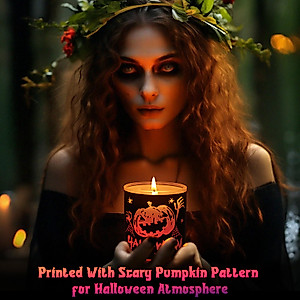 Pumpkin Scented Candles, Fall Decorations for Home, Halloween Decorations Indoor,Spooky Candle,Gothic Vintage Fall Decor for Farmhouse Room Apartment Table Desk Kitchen Bedroom,Funny Gift for Women