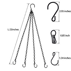 Hanging Baskets Chains 23 Inches 4 Leads Hanging Chains Flower Pot Hanger Replacement Plant Hangers for Planters and Lanterns, Pack of 3 (4 Legs)