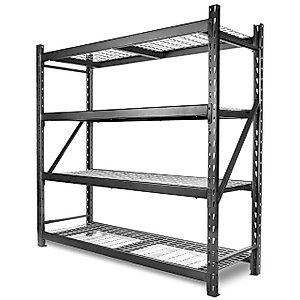 WEN Four-Tier Industrial Steel Storage Rack with Adjustable Shelving and 8000-Pound Capacity (RK7724-4)