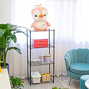 AHXML 4-Tier Metal Wire Shelf Storage Rack, Durable Organizer Unit Perfect for Pantry Laundry Bathroom Kitchen Closet Organization , 21" Wx13 Dx47 H