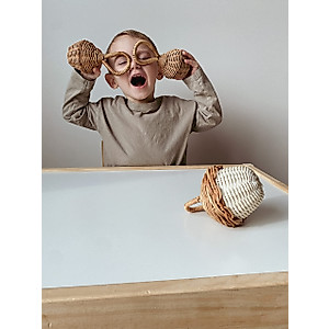 Neka Rattan Rattle | Montessori Handmade Ages 3 Months and Up, Baby Bear Brown, Shaker Rattle (Acorn)