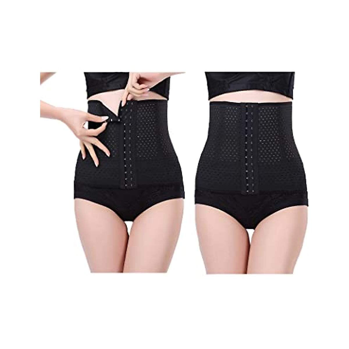 Youloveit Women's Waist Trainer Corset for Everyday Wear Steel Boned Tummy Control Body Shaper with Adjustable Hooks(Black,XL)