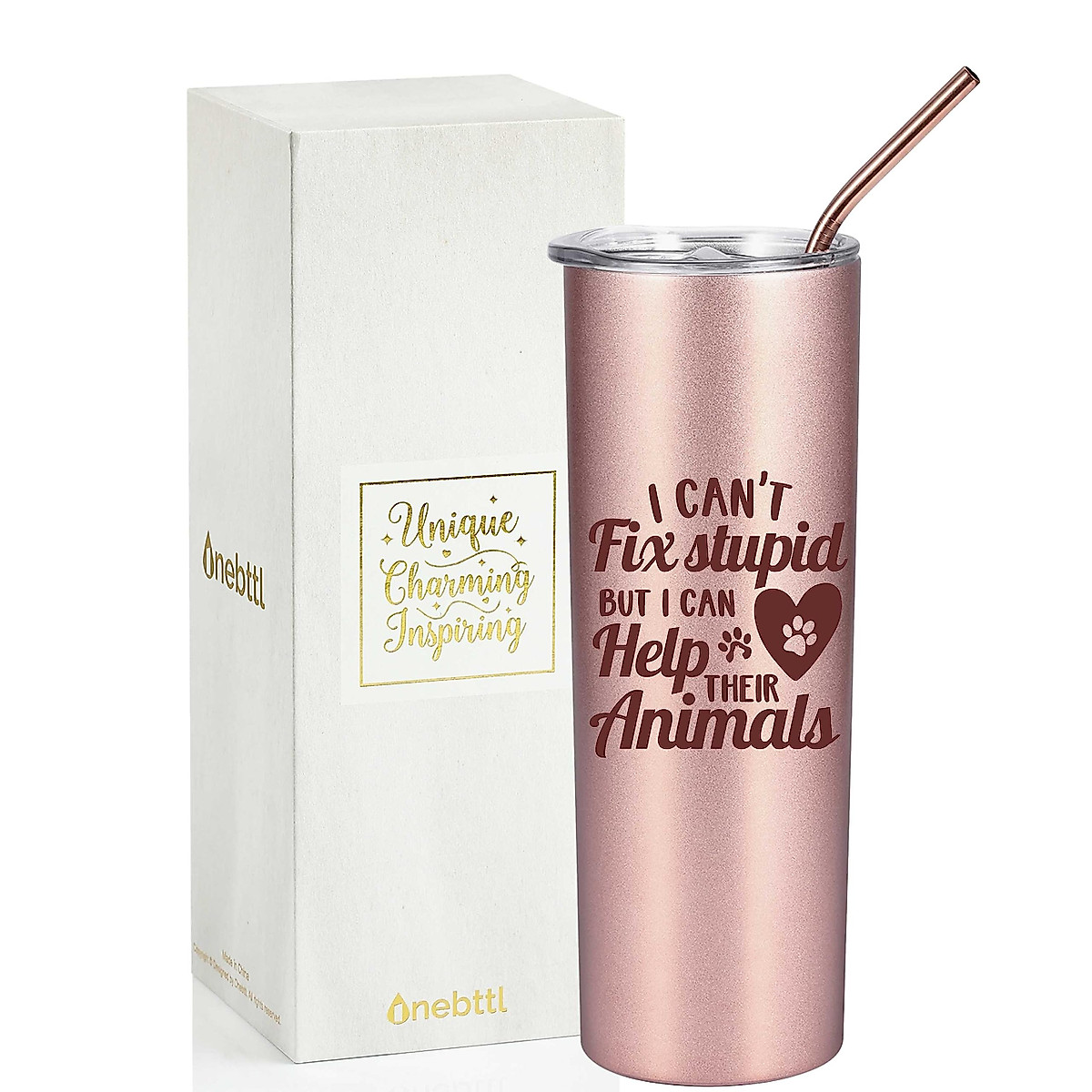 Onebttl Vet Tech Gifts for Wowen, Gifts for Veterinary Technologists on Vet Tech Week, Birthday and Christmas, 20oz Insulated Stainless Steel Tumbler - Help Their Animals