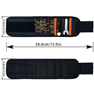 Magnetic Wristband Wrist Tools Belt For Men/Dad Christmas Gifts,Magnetic Wrist Strap Bit Holder Magnets for Holding Screws/Nails/Drill - 15 Super Strong Magnets Tool Wrist Belt For Woodworking
