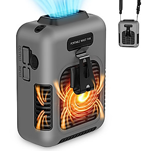 ecstal 3-IN-1 Portable Fan, Waist Clip Fan, Personal Neck Fan with Lanyard, 25H Working Time, Wearable Body Belt Fan, 8000mAh Rechargeable Battery Operated Powered Fan, Small Mini Necklace Fan