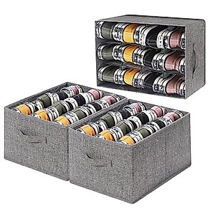 YWPXSN 3 Pack Shoe Organizer for Closet - Fits up to 36 Pairs, Fabric Shoe Storage Bins, Cube Storage Cabinet Foldable Shoes Container with Reinforced Handles (Dark Grey, 16.5"x12.6"x9.5")