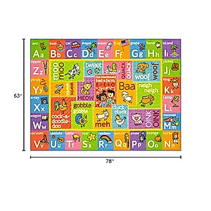 KC Cubs Kids Rug, Baby Play Mat ABC Alphabet with Animals Old Macdonald Educational Learning Game Play Area Non Slip Baby Girl & Boy Carpet for Children Bedroom Toddler Playroom Floor Mat Nursery Rug