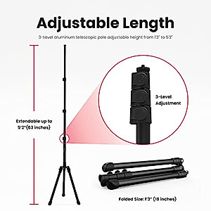 Pivo Tripod - Portable 63-inch Stand Aluminum Lightweight for Smartphone and Camera with Universal 1/4" Thread 3 Level Option for Action Camera, DSLR & Pivo Pods