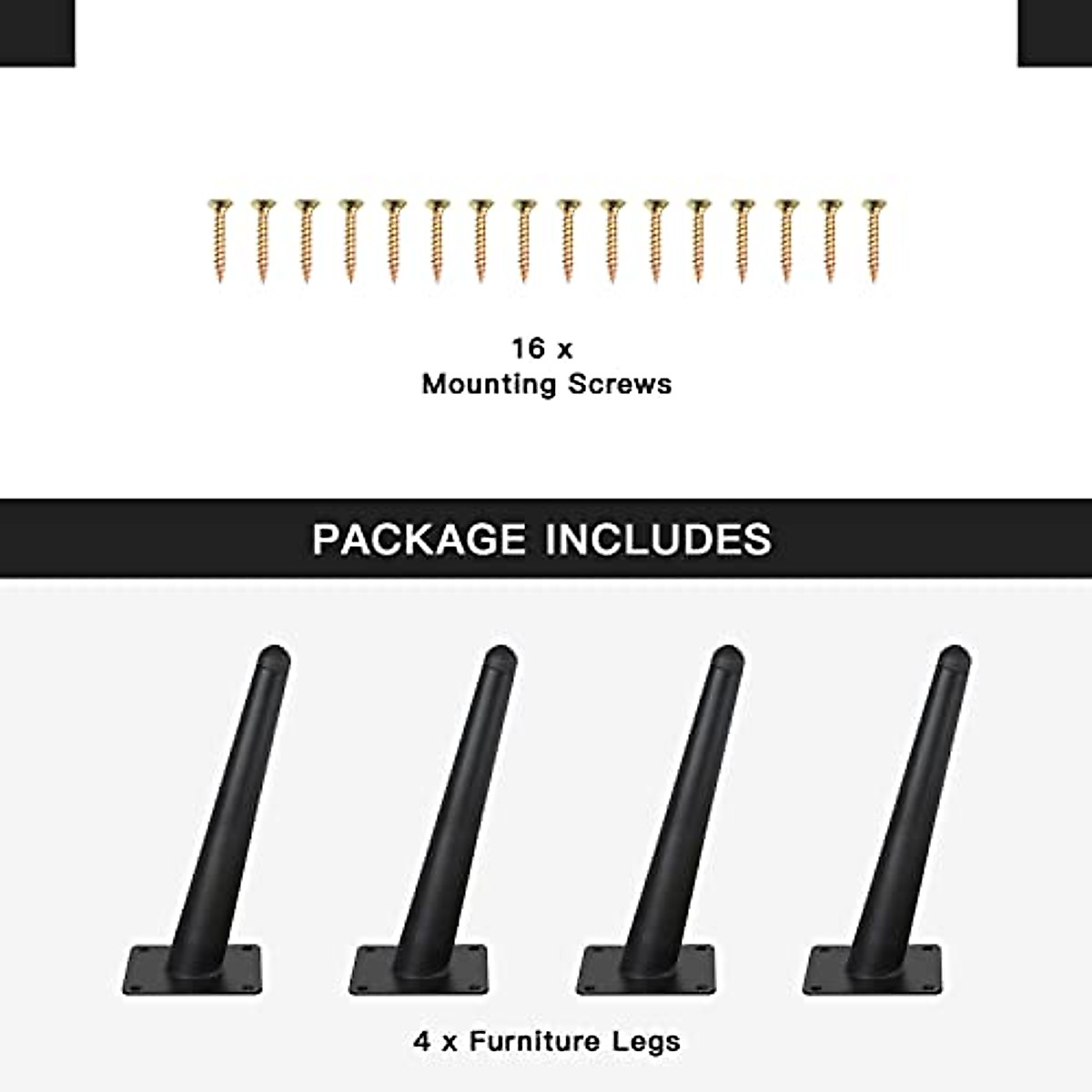 LOSODONA 8 Inch Furniture Legs Set of 4 Oblique Furniture Legs Metal Table Legs Modern Style Sofa Legs Chair Legs Heavy Duty Sofa Replacement Feet for Couch, Nightstand, Ottoman, Cupboard (Black)