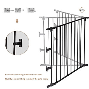 Bonnlo 120.5-Inch Metal Fireplace Fence Guard 5-Panel Baby Safety Gate/Barrier/Play Yard with Door Christmas Tree Fence Hearth Gate for Kids/Pet/Toddler/Dog/Cat, Black