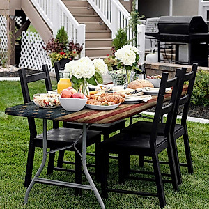 4th of July Rectangle Fitted Tablecloth, American Flag Indenpendence Day Elastic Edged Table Cover, 30x72 Inch, Waterproof Polyester Picnic Table Cloth for Outdoor Indoor Travel Party Patio Use