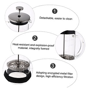 PRETYZOOM 1pc Coffee Pot Coffeepot with Scale Espresso Maker Pot Coffee Press Coffee Maker Coffee Teapot Glass Teapot Tea Kettle Teapot with Scale Household Coffeepot