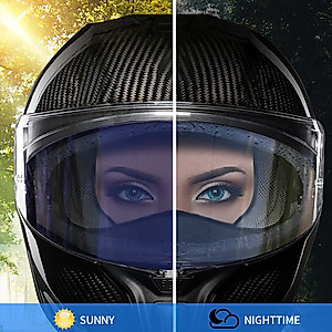 Photochromic Anti-Fog Helmet Visor Film,Auto Tint Transition Film for Motorcycle Helmet Visor from Clear to Tinted for Riding All Seasons Use,on Sunny or Cold or Cloudy Days(DARK)