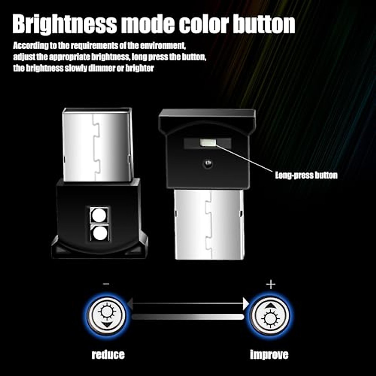 ZKFAR 4 PCS Car USB Multi-Function Ambient Light, DC 8-12V 3258-2SMD RGB High-Brightness Button-Adjustable Night Light, Type with Photosensitive Sensor, Suitable for Most Models (Blue)
