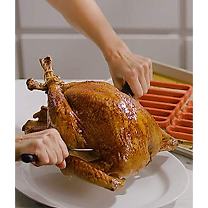 Turkey and Poultry Lifter Fork, Set of 2 Stainless Steel Cooking Roasting Carving Meat Forks Tools Heat-resistant for BBQ Barbecue Grilling Smoking Transport Turning