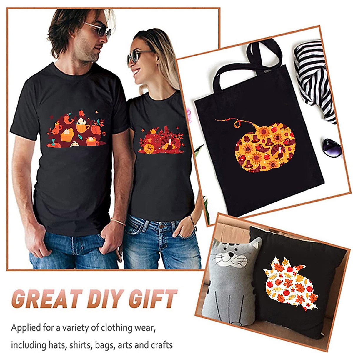 Fall Thanksgiving Halloween Christmas Heat Transfer Vinyl Rainbow Stripe Pattern Vinyl Vinyl Bundling Roll Soft Metal HTV Vinyl for Ironing Clothes and Other Fabrics Rainbow Vinyl (A1-C, One Size)