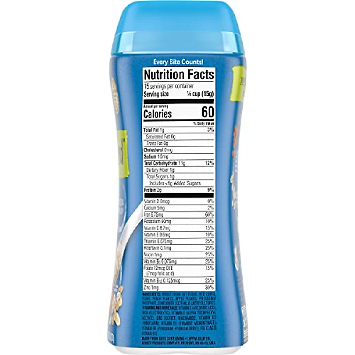 Gerber Cereal for Baby 2nd Foods Power Blend Cereal, Probiotic Oatmeal Lentil Peach & Apple Cereal, Non GMO with Whole Grains & Plant Protein, 8 OZ Canister (Pack of 3)