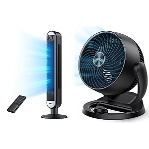 Dreo Tower Fans for Home, 42 Inch 90° Oscillating fan & Fans for Home Bedroom, Table Air Circulator Fan for Whole Room, 9 Inch, 70ft Strong Airflow, 2023 New Desk Fan for Office, Kitchen, Home