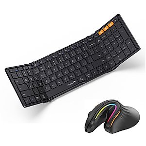 ProtoArc XK01 Folding Bluetooth Keyboard and EM11 Wireless Ergonomic Mouse Combo