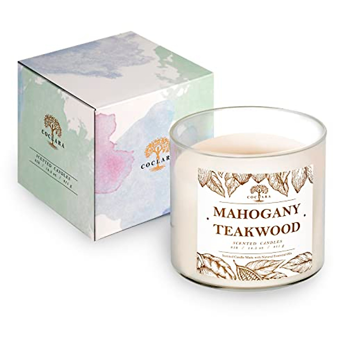 Mahogany Teakwood Candles,Scented Candles with 2 Wicks,Chirtmas,Birthday Gifts for Women,Men,Girlfriend,Boyfriend,14.5oz