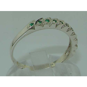 925 Sterling Silver Real Genuine Emerald Womens Eternity Ring - Size 4