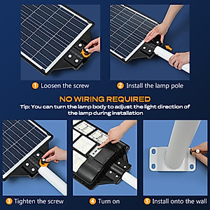 PATIOPIA 5500W Solar Street Lights Outdoor, 888 LEDs 6500K Solar Parking Lot Lights Dusk to Dawn, IP67 Waterproof Solar Motion Sensor Lights Suitable for Commercial Street,Yard, Garden, Parking Lot