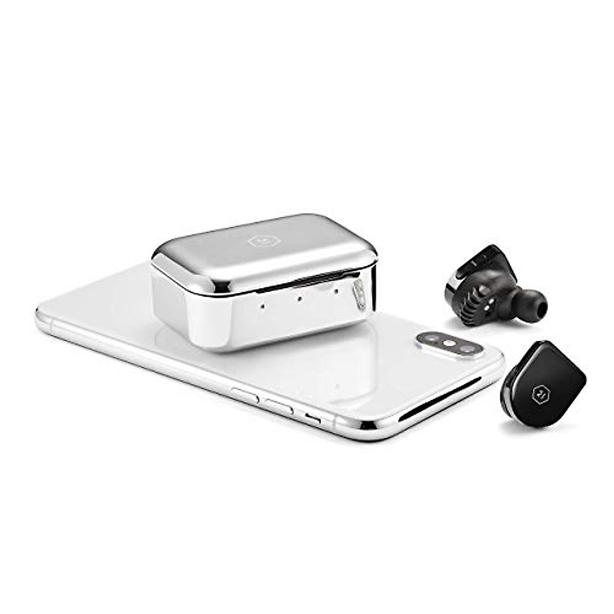 MASTER & DYNAMIC MW07 True Wireless Earphones - Bluetooth Enabled Noise Isolating Earbuds - Lightweight Quality Earbuds for Music, Piano Black (MW07PB) (Renewed)