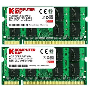 Komputerbay 8 GB (2 x 4GB) PC2-6400 DDR2-800 SoDIMM Dual Channel Laptop Memory Kit
