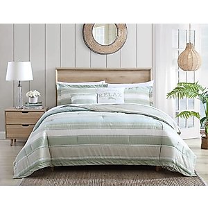 Tommy Bahama - King Comforter Set, Reversible Cotton Bedding with Matching Shams & Bonus Throw Pillows, All Season Home Decor (Serenity Green, King)