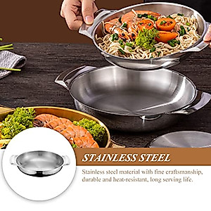 BESTonZON Fry Steel Bowls of 4 Paella Pan 16cm Stainless Steel Paella Pan Paella Dish Pan Seafood Pan Flat Bottom Stainless