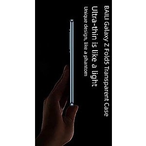 BAILI Galaxy Z Fold5 Transparent Case,HD Transparent Ultra-Slim PC Cover for Z Fold 5,Ultra-Thin as Cicada Z Fold5 Clear Mirror Shell,Military-Grade Drop Proof Case for Samsung Galaxy Z Fold5-Silver