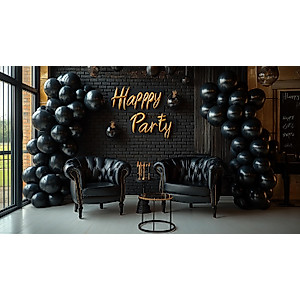 Bezente Black Balloons Latex Party Balloons - 100 Pack 12 inch Round Helium Balloons for Black Themed Wedding Graduation Anniversary Birthday Party Backdrop Decorations
