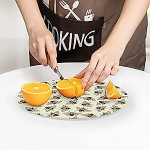 Save The Bees Printed Round Cutting Board Glass Chopping Blocks Mats Food Tray for Home Kitchen Decoration