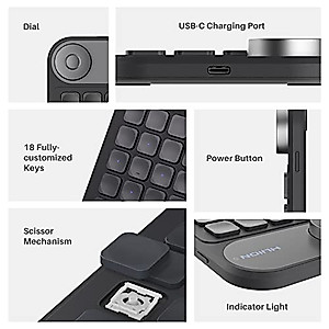 HUION Keydial Mini Bluetooth Programmable Keypad with Dial 5 Keys Anti ...
