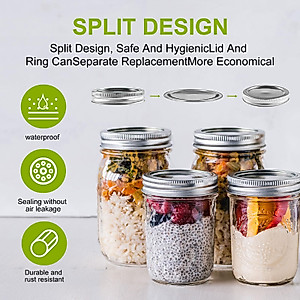 Mason Jar Lids Regular Mouth, aluminum lids for mason jar regular mouth split-type lids leak proof and secure canning jar caps(24PCS)