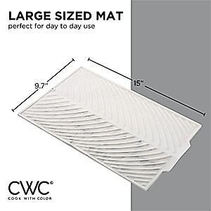 COOK WITH COLOR Silicone Dish Drying Mat - Heat Resistant Silicone Drying Mat for Dishes - 15" x 9.65" Dish Pads for Drying - Kitchen Counter Mat and Trivet, Dishwasher Safe (Marble)