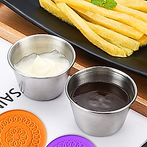 Salad Dressing Container To Go, Reusable Small Containers With Lids , Stainless Steel Condiment Containers With Silicone Lids, Small Sauce Containers For Lunch Box, Easy Open, Leakproof(3 Pack,70ml)