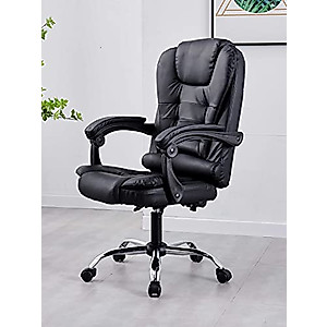 Santoll High Back Office Chair Adjustable Ergonomic Desk Chair with Padded Armrests,Executive PU Leather Swivel Task Chair with Lumbar Support (Black)