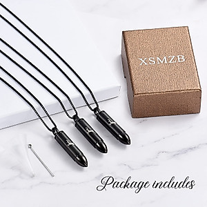 XSMZB Cremation Jewelry for Ashes Bullet Shape Pendant Urn Necklace Stainless Steel Keepsake Memorial Jewelry for Men Women(3pcs black)