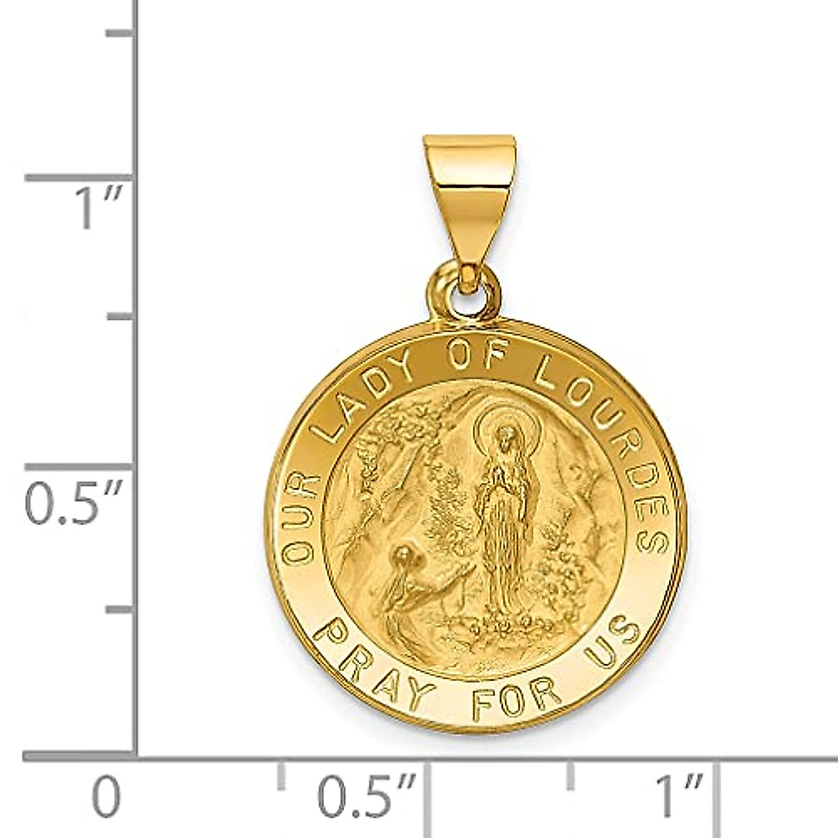 IceCarats 14K Yellow Gold Our Lady of Lourdes Medal Necklace Charm Pendant Only