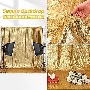 Eternal Beauty Sequin Backdrop 10x10, Glitter Photo Backdrop Curtain for Wedding Birthday Baby Shower Event Decor (Gold-10x10 Ft)
