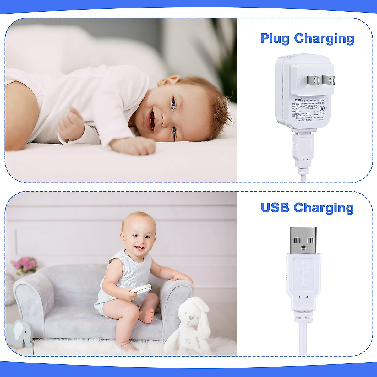 Charger for Infant Optics DXR-8, 5.9 V Power Cord Adapter Compatible with Infant Optics DXR-8 Baby Camera Monitor Unit Replacement, White