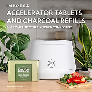 Impresa Kitchen Composter Set for Lomi Kitchen Composter & Other Electric Composter Models - Impresa Two 0.5lb Bags for Lomi Charcoal Refills + 45 Accelerator Tablets - Impresa Kit for Lomi Composter