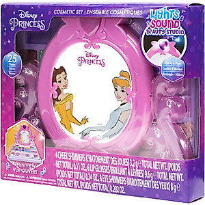 Disney Princess - Townley Girl Cosmetic Vanity Compact Makeup Set with Light & Built-in Music Includes Lip Gloss, Shimmer & Brushes for Kids Girls, Ages 3+ Perfect for Parties, Sleepovers & Makeovers