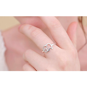 ELBLUVF 925 Sterling Silver Elephant Animal Lucky Ring Jewelry Bridesmaid Gift Favor (8)