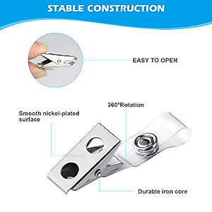 100 Sets Badge Holders and Metal Clips Clear Horizontal Name Tag ID Card Holder with Clip Waterproof ID Badge Holder with Metal Clips