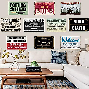 FSTIKO Life is Better on The River Vintage Tin Bar Sign Farmhouse Wall Home Decor Garden Decorative Plaque for Living Room, Bedroom or Bathroom 8X12Inch